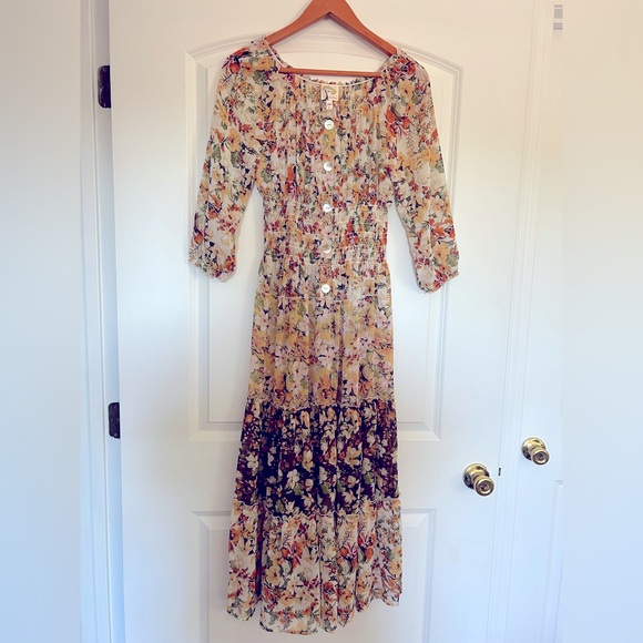 fig and flower | Dresses | Fig Flower Floral Maxi Tiered Dress | Poshmark